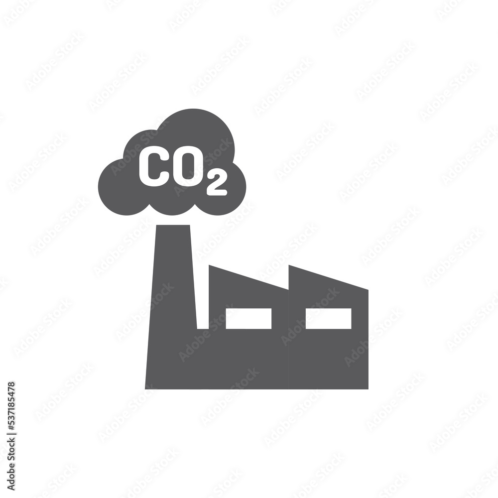 Co2 cloud factory black vector icon. Carbon dioxide industrial ...