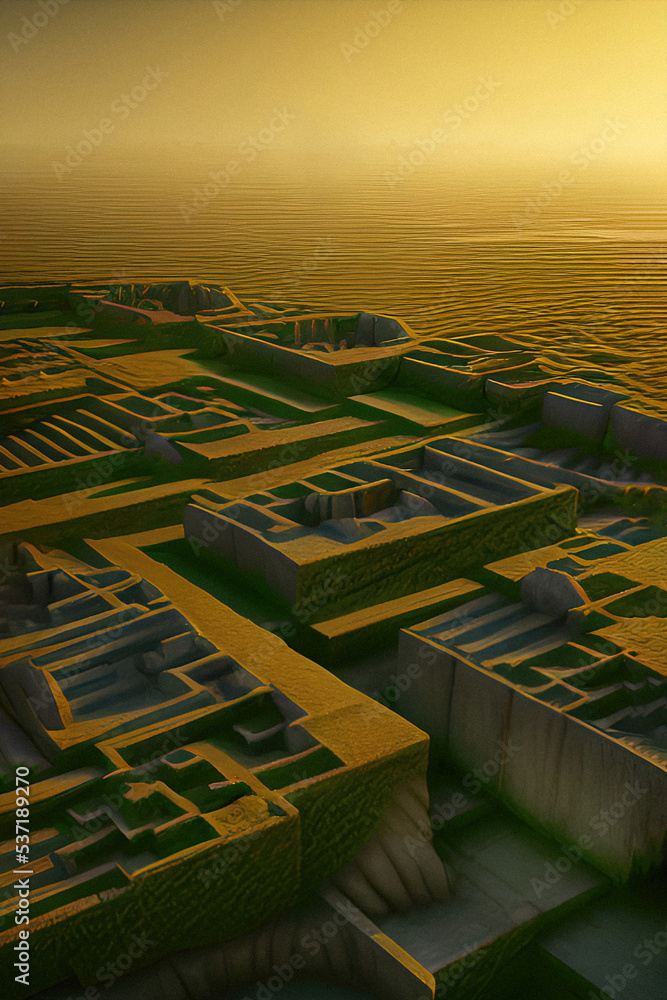 Ancient buildings from Mesopotamia era, 3000BC. Illustrations. Stock ...