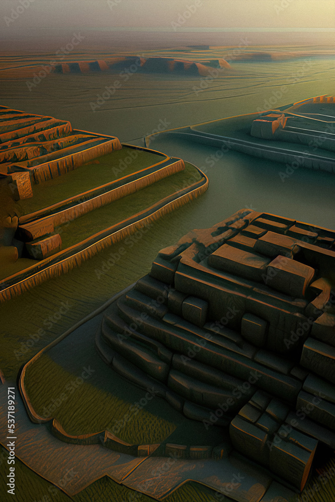 Ancient buildings from Mesopotamia era, 3000BC. Illustrations. Stock ...