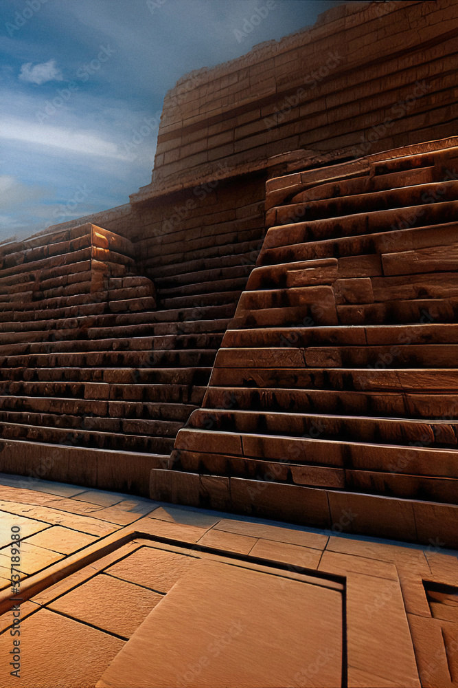 Ancient buildings from Mesopotamia era, 3000BC. Illustrations. Stock ...