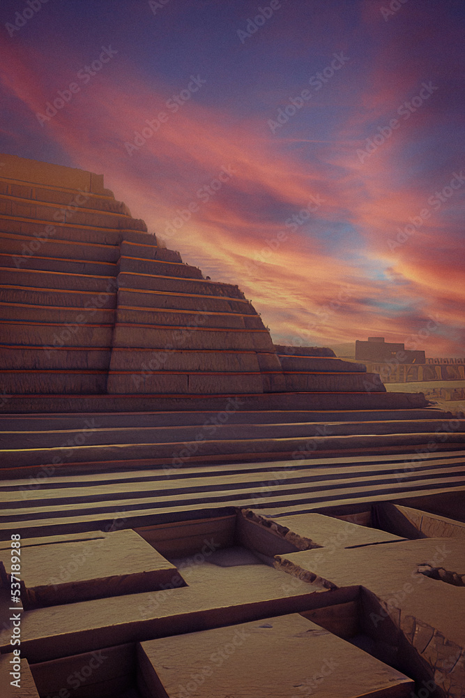 Ancient buildings from Mesopotamia era, 3000BC. Illustrations. Stock ...