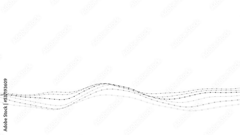 Dynamic wave with connected dots and lines on a white background ...