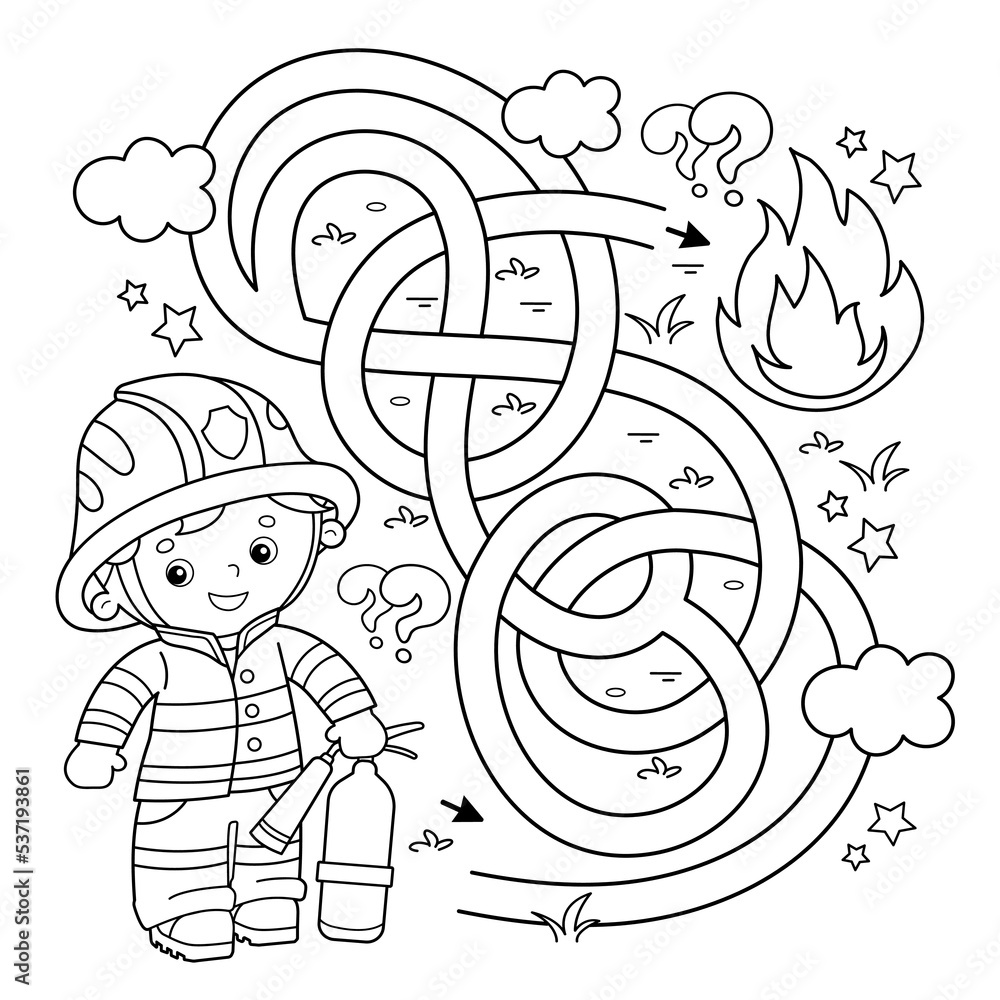 Maze or Labyrinth Game. Puzzle. Tangled road. Coloring Page Outline Of ...