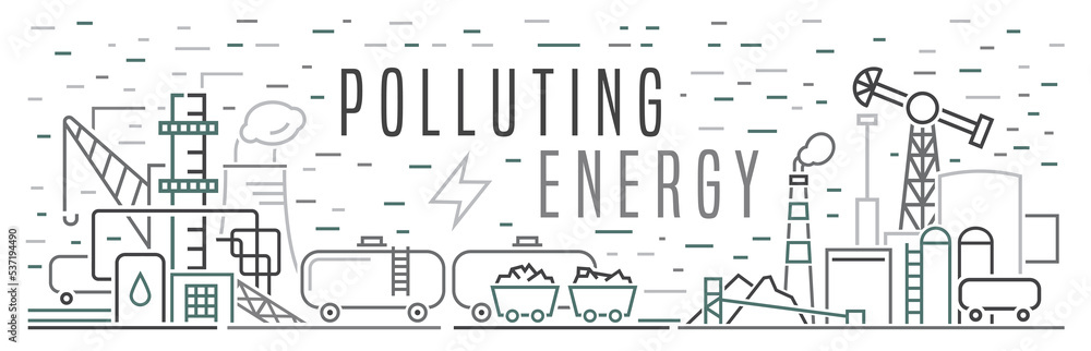 Non-renewable sources of energy. Editable vector illustration Stock ...