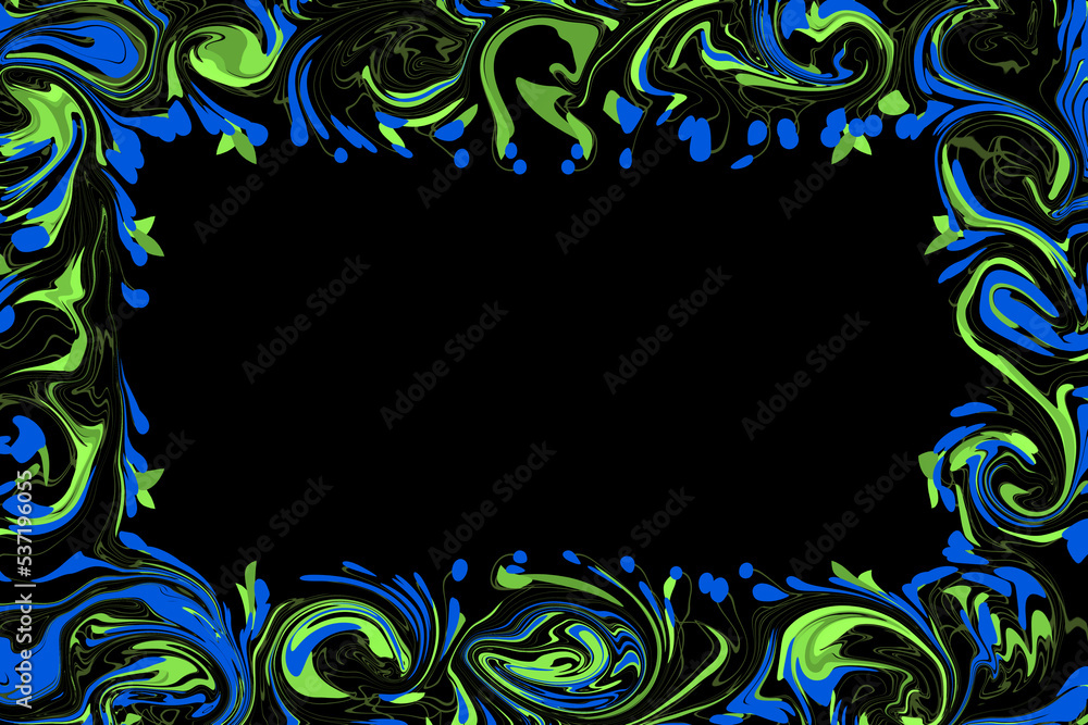 Floral background with frame, hand drawing abstract frame flow ...