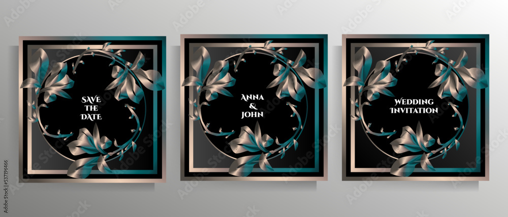Wedding invitation design. Set of vector templates for cards, posters ...