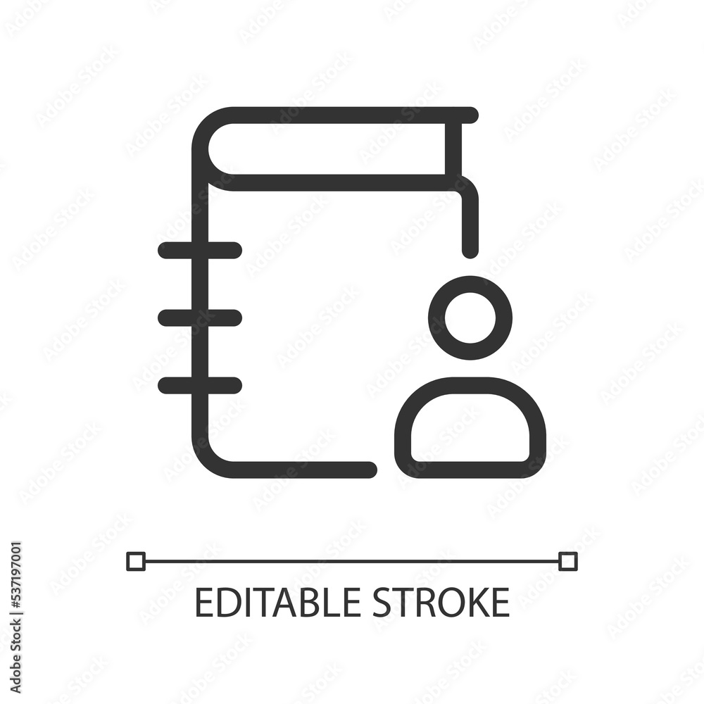 Vektorová grafika „Contact list pixel perfect linear ui icon. Catalogue ...