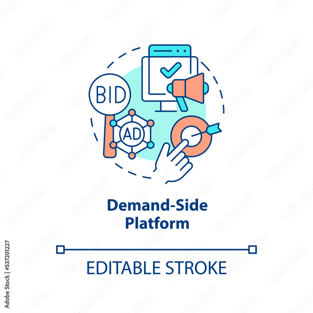 Demand-side platform concept icon. Digital advertising management ...