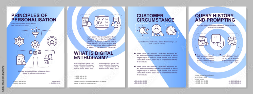 Personalization principles blue gradient brochure template. Customer behavior. Leaflet design ...