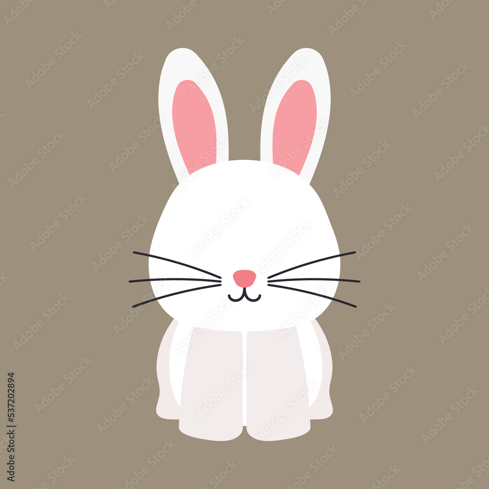 Cute Little Rabbit Sitting Farm Animal in Animated Cartoon Vector ...