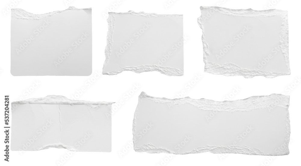White ripped paper torn edges strips isolated on white background Stock ...