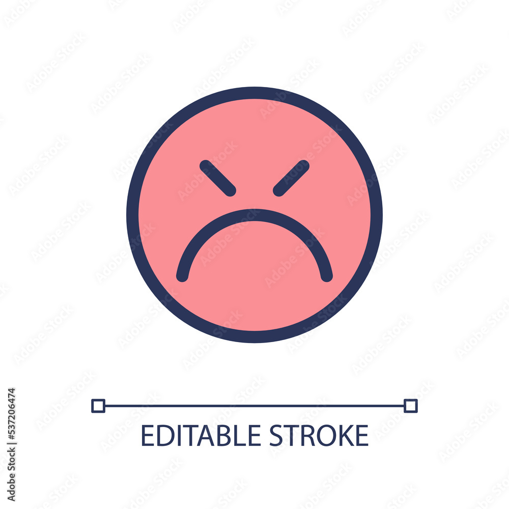 Mad emoticon pixel perfect RGB color ui icon. Emotional expression ...