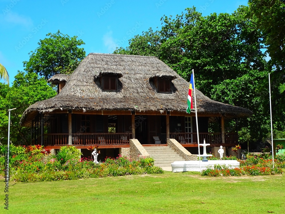 Seychelles, Indian Ocean, La Digue Island, Grann Kaz also called ...