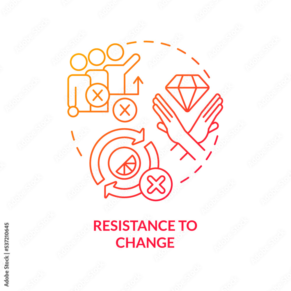 Resistance to change red gradient concept icon. Absent flexibility ...