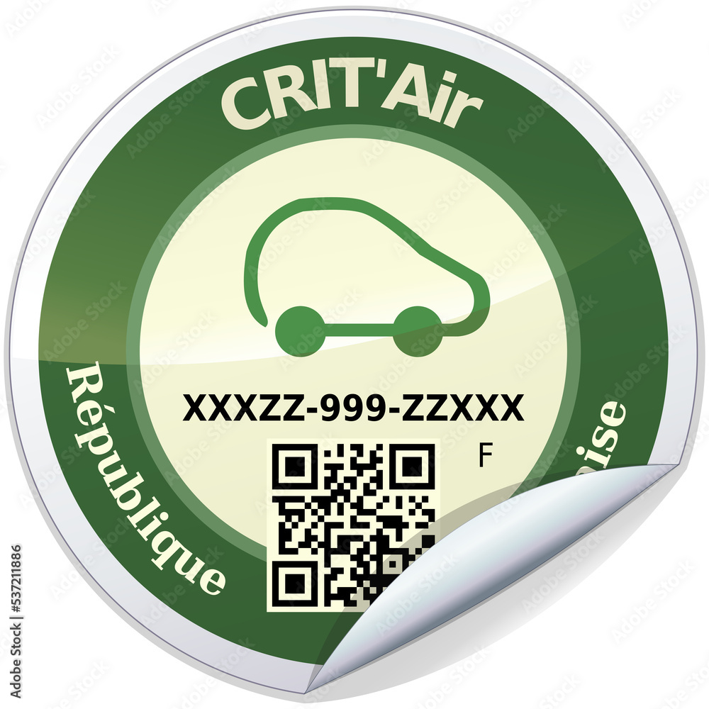 Illustrazione Stock Round sticker of a green crit'air label, zero ...