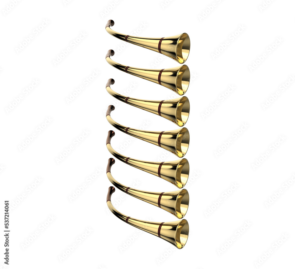 7 Seven Trumpets Golden Advent Bible Revelation Warning Horn 3D ...