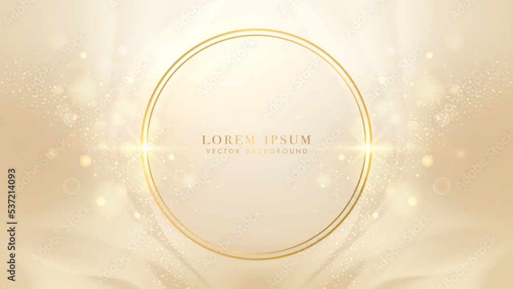 Gold circle frame elements with bokeh and glitter light effect ...