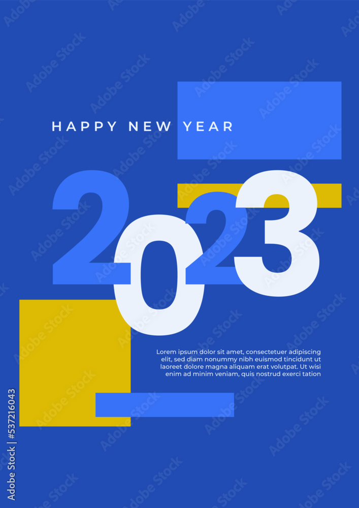Colourful simple 2023 concept, Happy New Year poster card. Templates ...