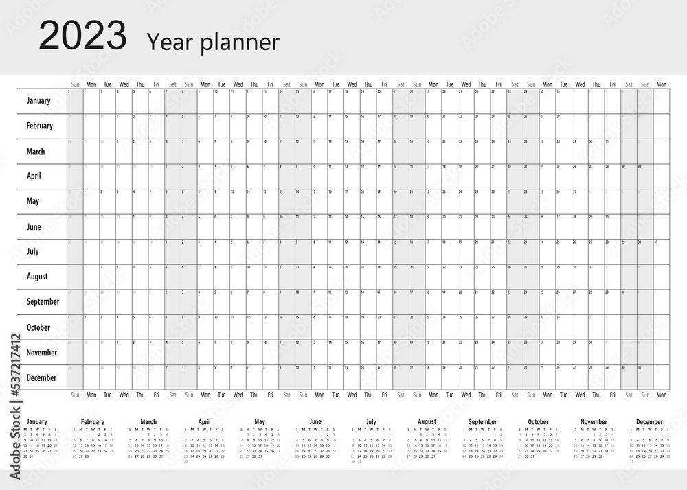 Calendar for 2023. Annual calendar planner. Schedule template with ...