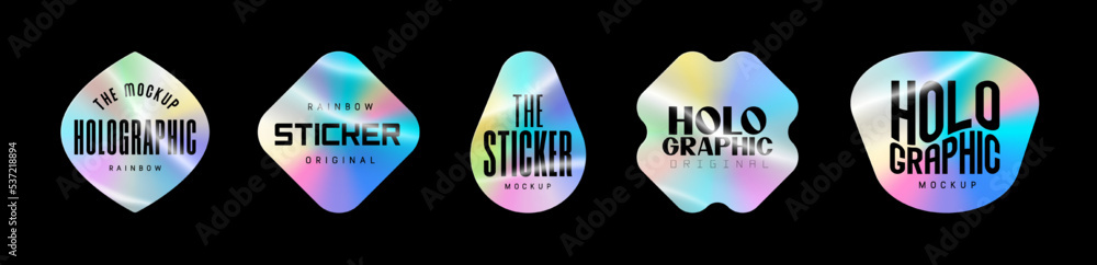 Holographic stickers. Hologram labels of different shapes. Sticker ...
