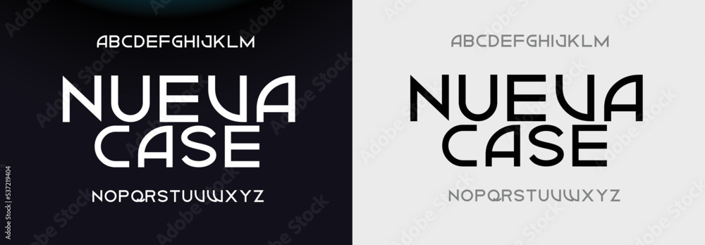 NUEVA CASE Sports minimal tech font letter set. Luxury vector typeface ...