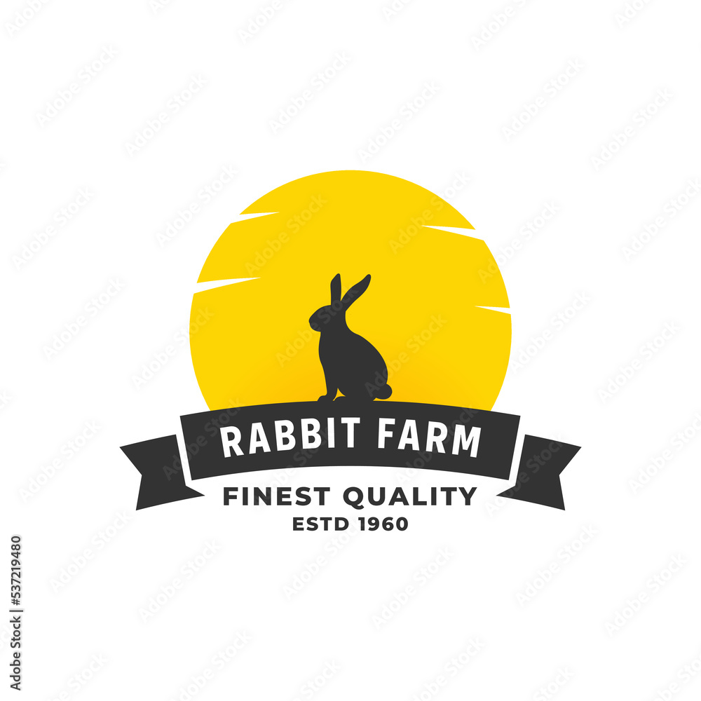 Rabbit Farm Logo Vector or Rabbit Farm Label Vector on White Background ...