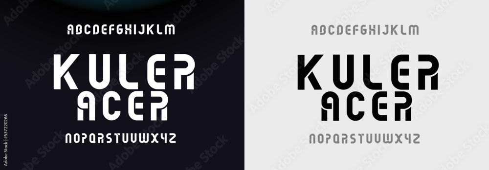 KULER ACER Sports minimal tech font letter set. Luxury vector typeface ...