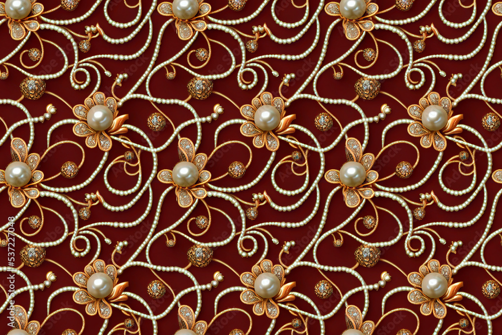 Beautiful realistic jewelry wallpaper. Seamless repeat pattern for ...