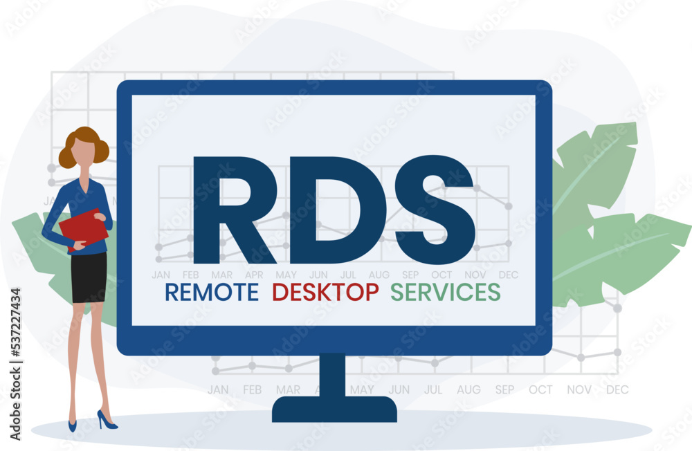 RDS - Remote Desktop Services acronym, business concept background ...