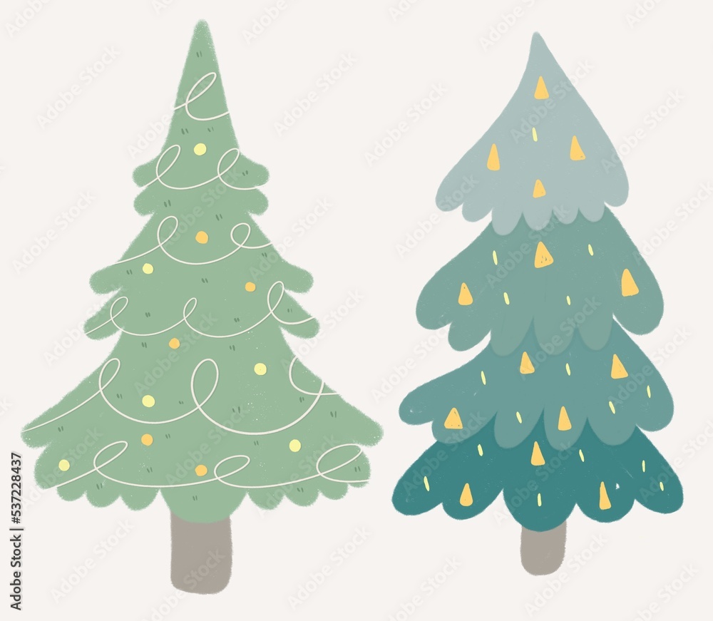 Christmas tree icon set with tree decoration. Merry Christmas. Clip art ...