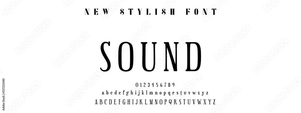 SOUND Sports minimal tech font letter set. Luxury vector typeface for ...