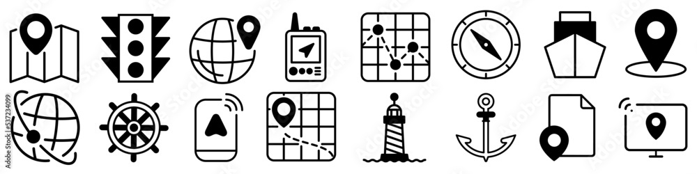 Navigation icon vector set. location illustration sign collection ...