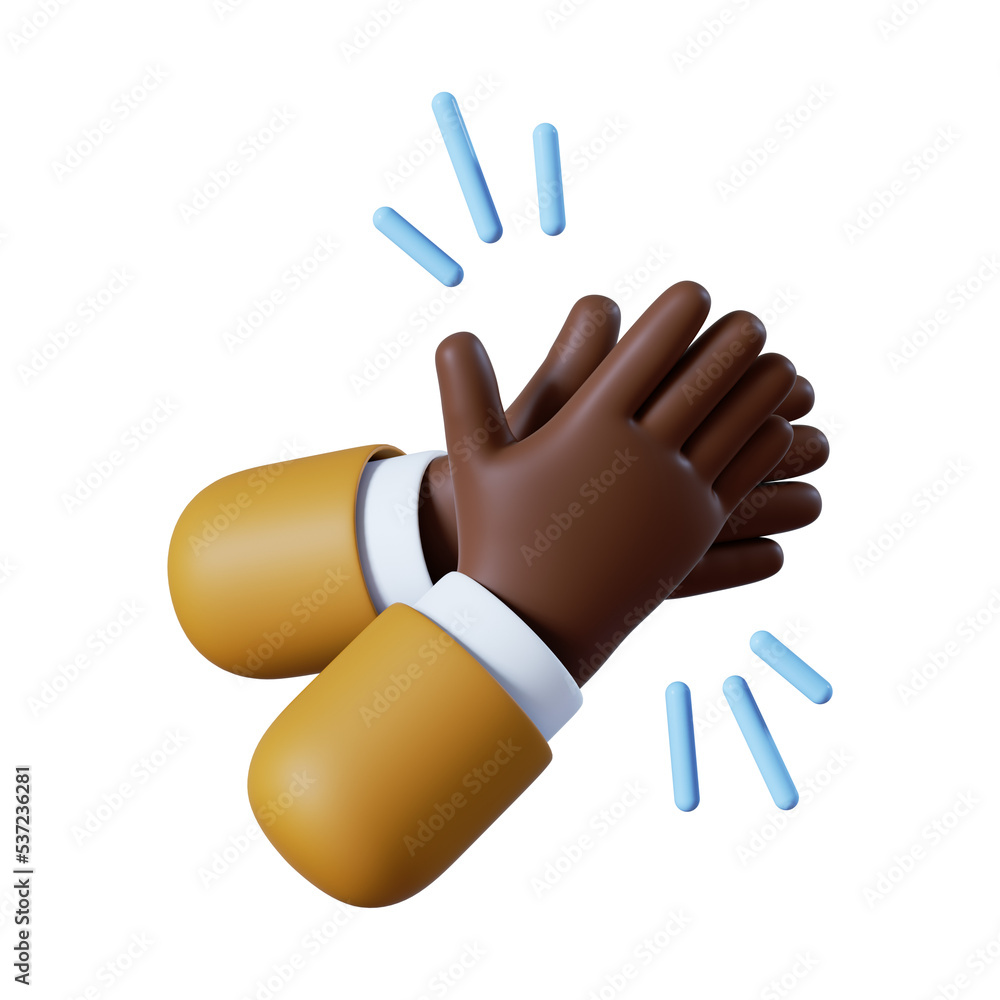 3d illustration. Bravo icon. African American cartoon character hands ...