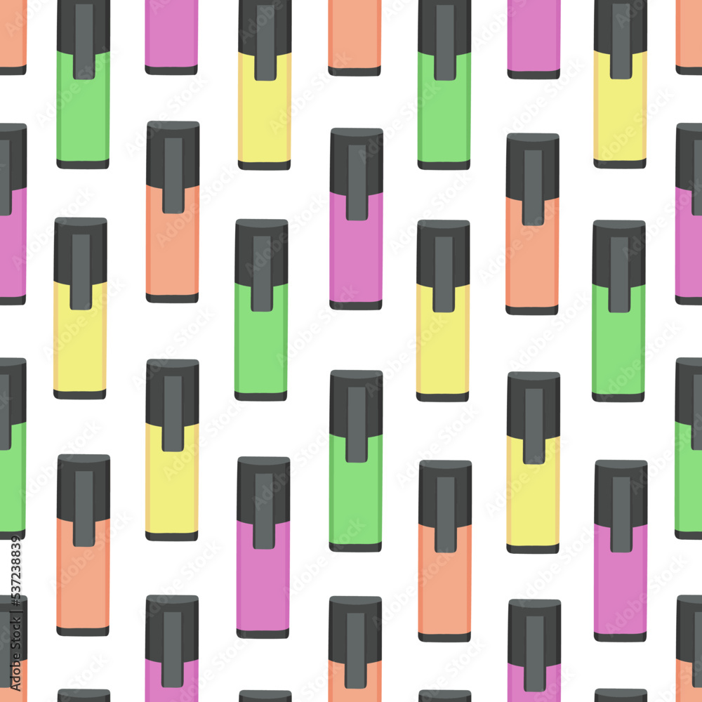Colorful marker pens seamless pattern. Vector Illustration for ...