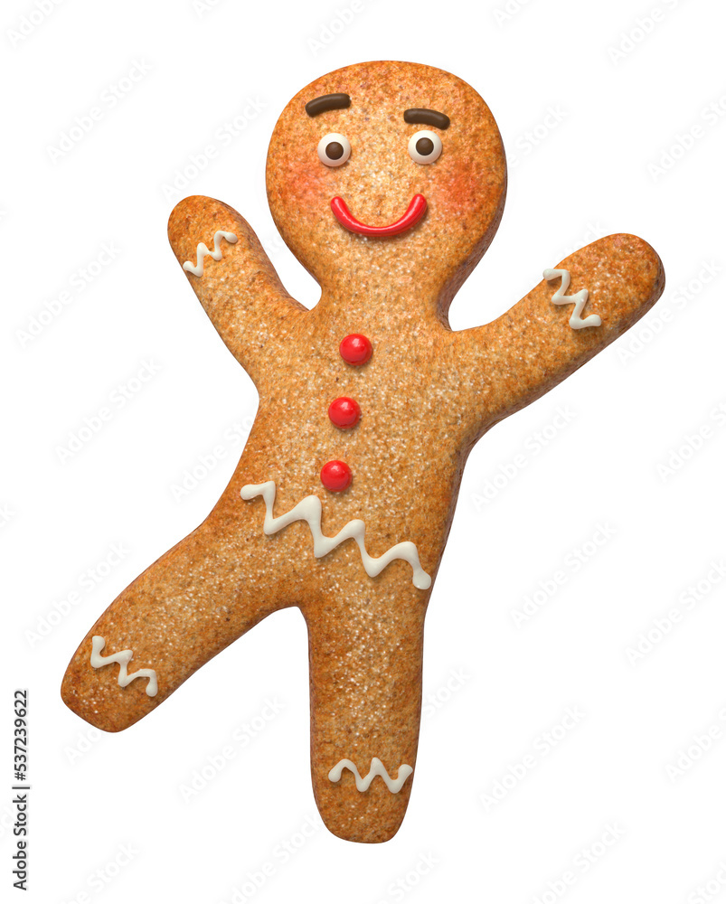 Cartoon gingerbread character dancing, 3d illustration Stock ...