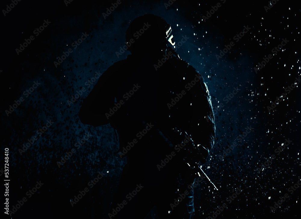 Commando fighter, professional mercenary, special forces soldier with ...