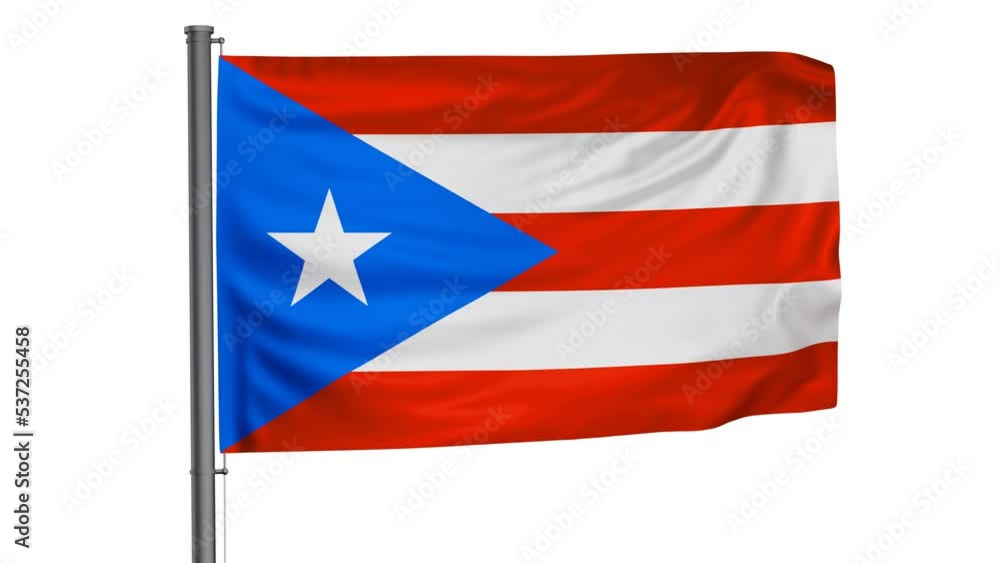 Puerto Rico flag waving in the wind looped video, with alpha mask Stock ...
