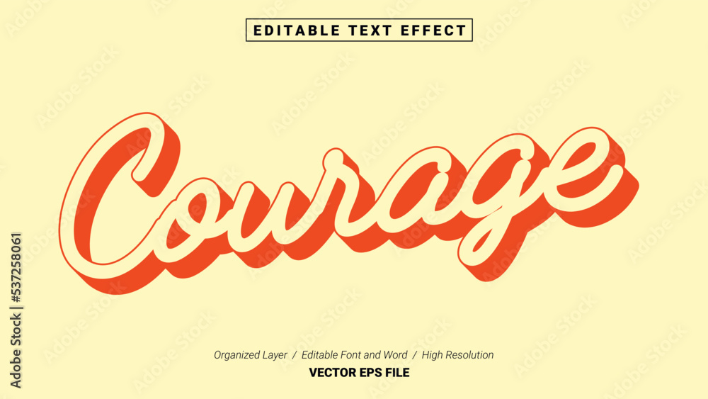 Editable Courage Font Design. Alphabet Typography Template Text Effect ...
