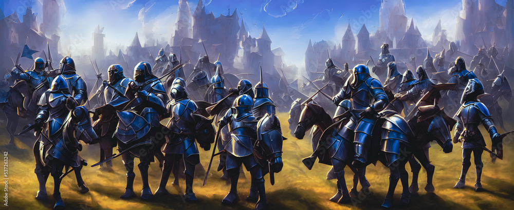 Artistic concept painting of a medieval army on the battlefield ...