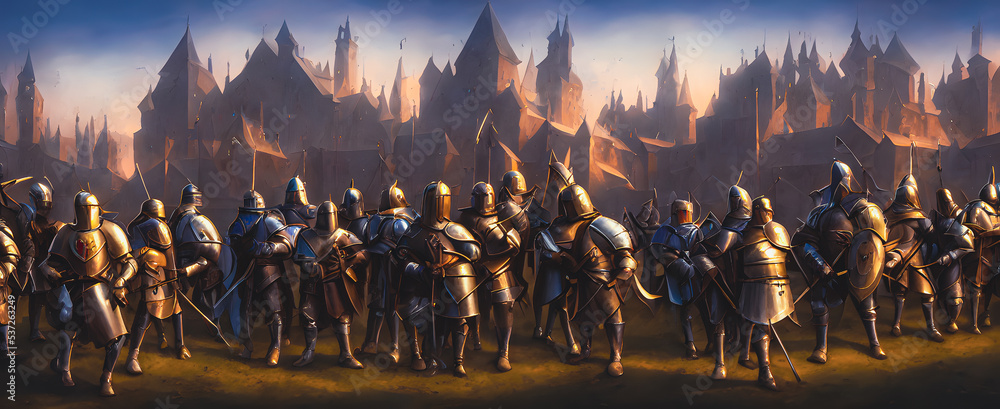 Artistic concept painting of a medieval army on the battlefield ...