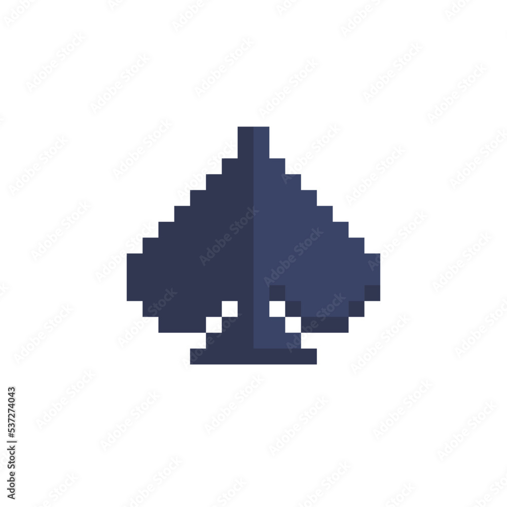 Spade suit pixel art icon. Design for stickers, logo, web, mobile app ...