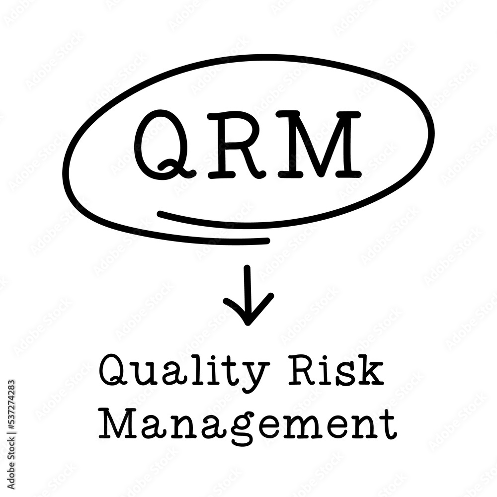 Letter of abbreviation QRM in circle and word Quality risk management ...
