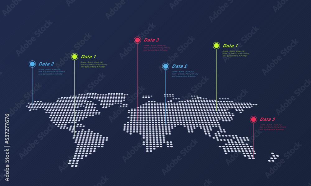 modern dot world map global infographic vector template. Diagram ...