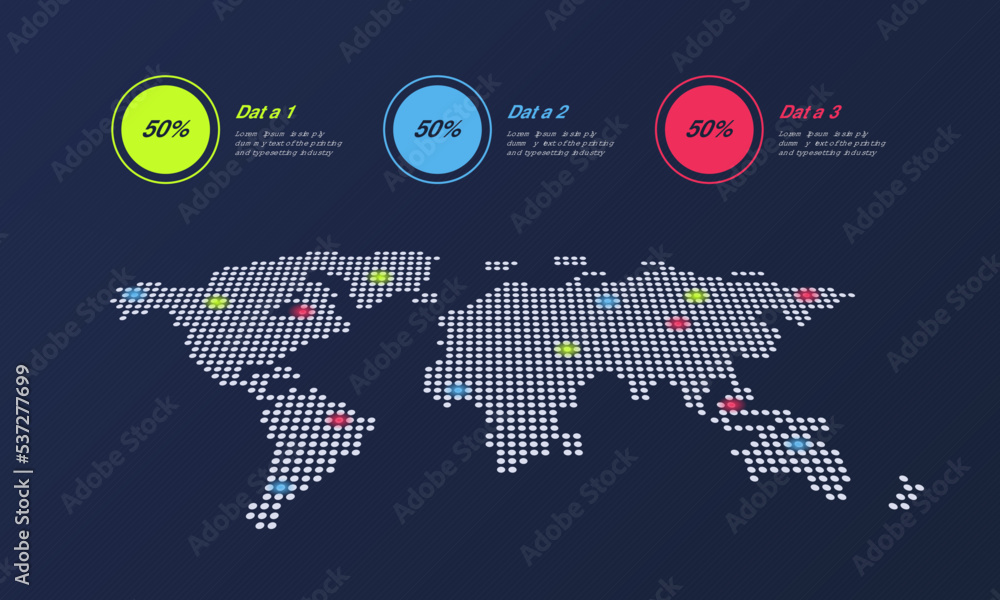 modern dot world map global infographic vector template. Diagram ...