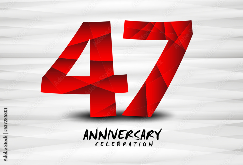 47 Year Anniversary Celebration Logo red polygon vector, 47 Number ...