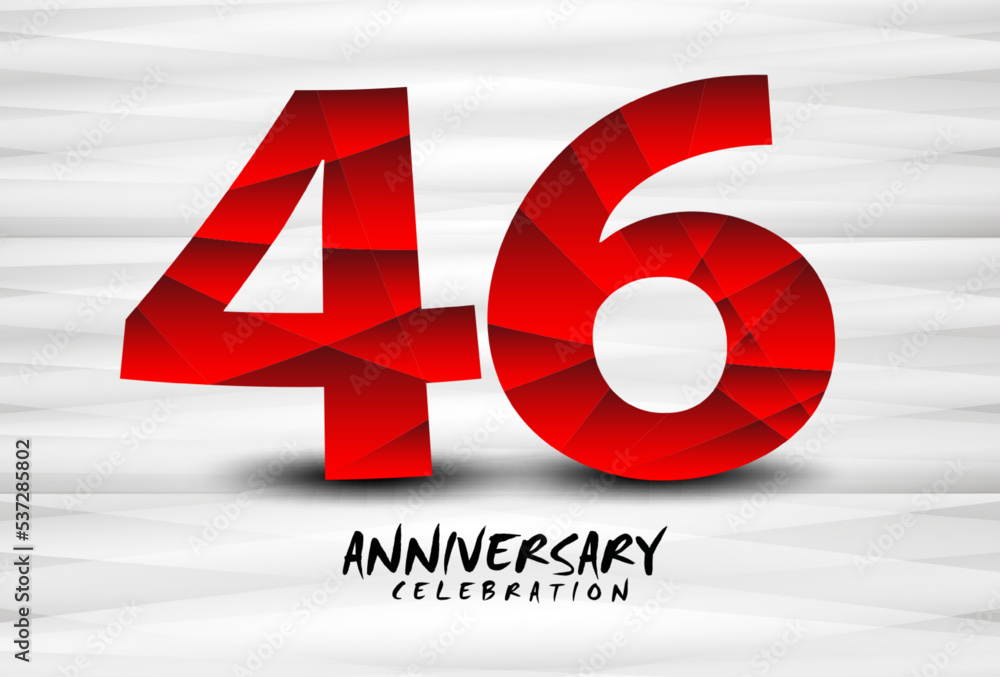 46 Year Anniversary Celebration Logo red polygon vector, 46 Number ...