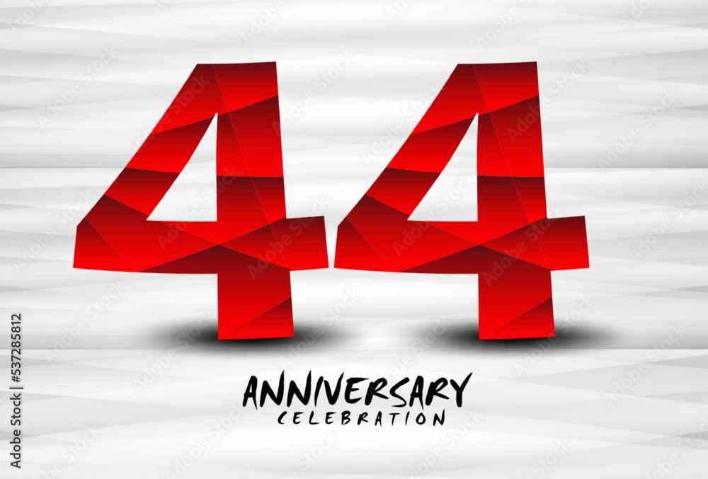 44 Year Anniversary Celebration Logo red polygon vector, 44 Number ...