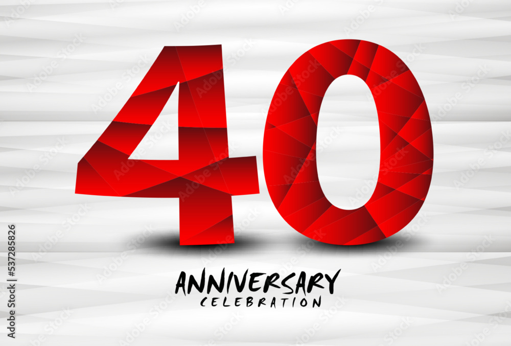 40 Year Anniversary Celebration Logo red polygon vector, 40 Number ...