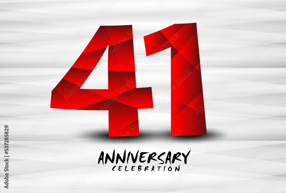 41 Year Anniversary Celebration Logo red polygon vector, 41 Number ...