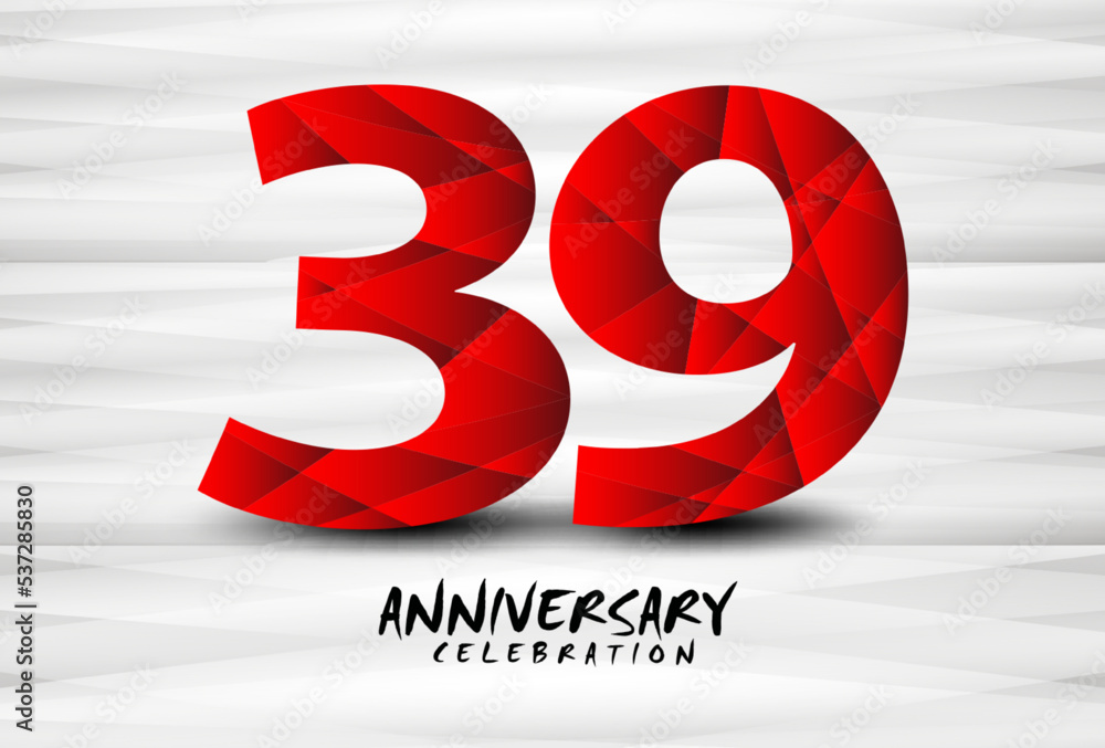 39 Year Anniversary Celebration Logo red polygon vector, 39 Number ...